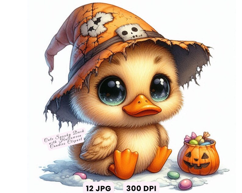 Spooky Halloween Duck Clipart, Halloween Duck Clipart, Adorable Spooky ...