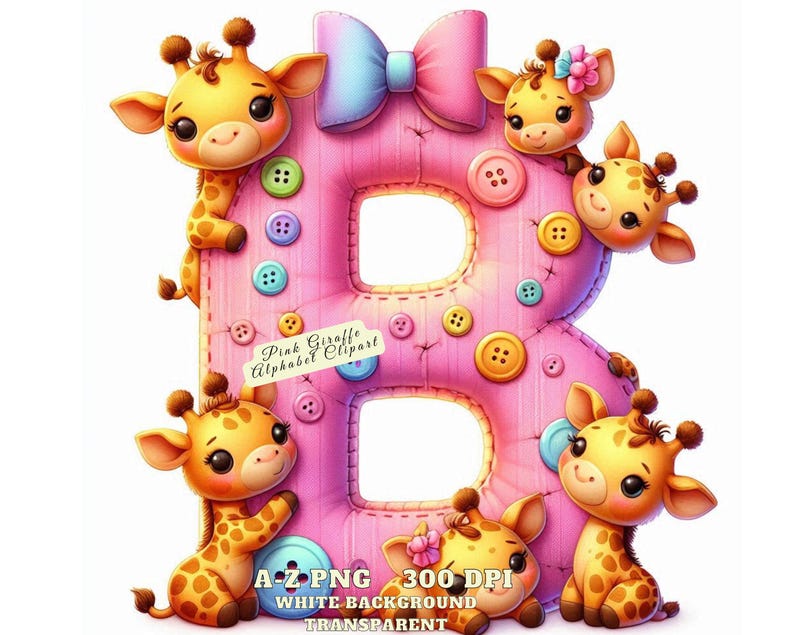 Alphabet Clipart, Kiddie Animal Alphabet Clip Art, Pink Giraffe ...