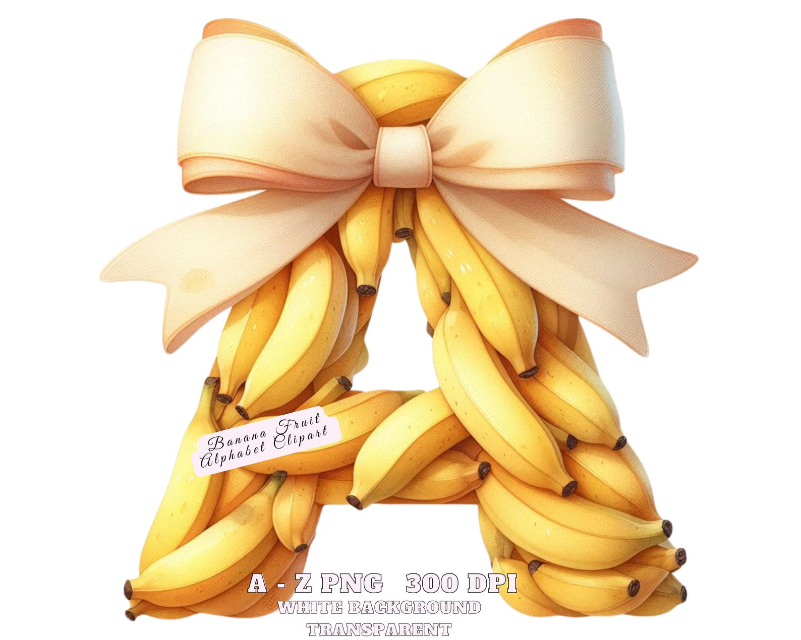 Banana Alphabet Clipart, Banana Letters PNG SVG Clipart Bundle, Banana ...