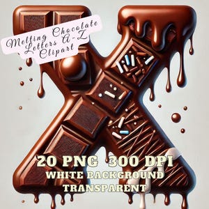 Chocolate Alphabet Clipart, Melting Chocolate Letters A-Z Clipart, 3D ...