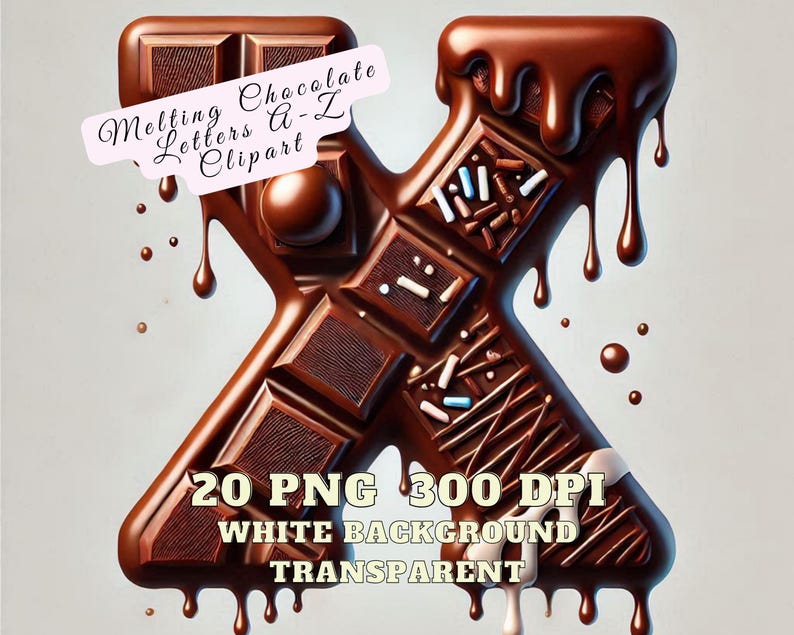 Chocolate Alphabet Clipart, Melting Chocolate Letters A-Z Clipart, 3D ...