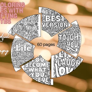 Mindful Coloring Worksheets With Positive Quotes, Adult Coloring Pages ...