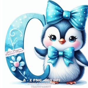 Cute Baby Animals A-Z PNG, Baby Animal Alphabet PNG, Blue Penguin ...