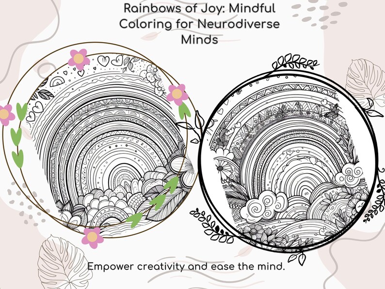 Rainbow Coloring Pages for Neurodiversity Therapeutic & Mindful Art for ...