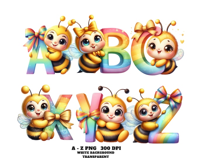Honey Bee Clipart Png Letters Bee Sticker Bumble Bee Font Doodle ...