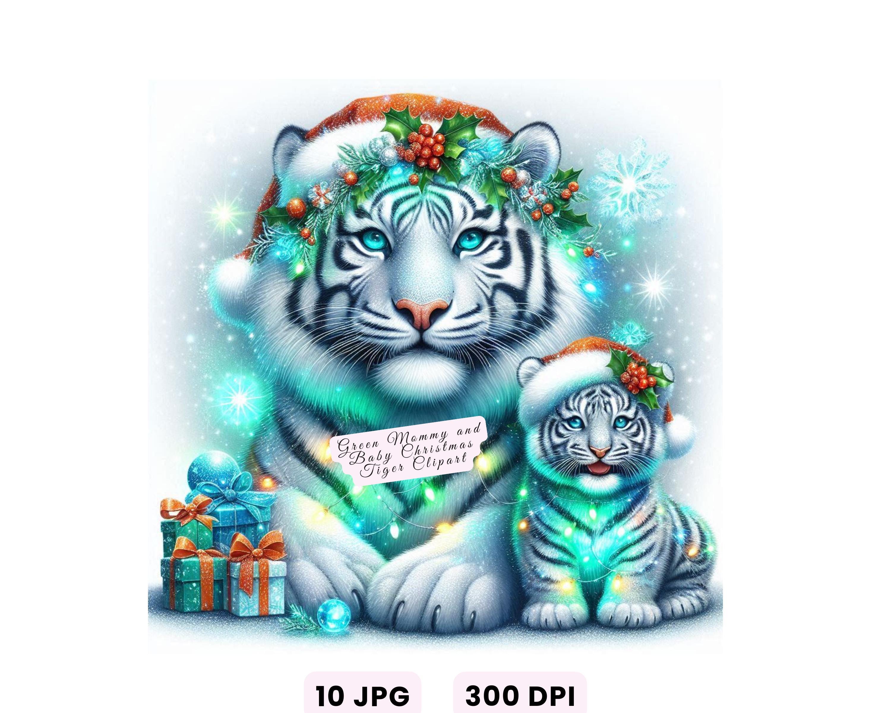 Christmas Tiger Clipart, 10 Winter Christmas Mommy and Baby Clipart ...