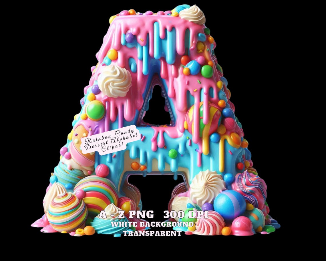 Alphabet Letters Clipart, Watercolor Sweet Melting Desserts Alphabet ...