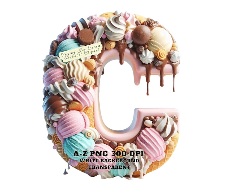 Ice Cream Alphabet Clipart, Oozing Dripping Letters PNG, Sweet Dessert ...