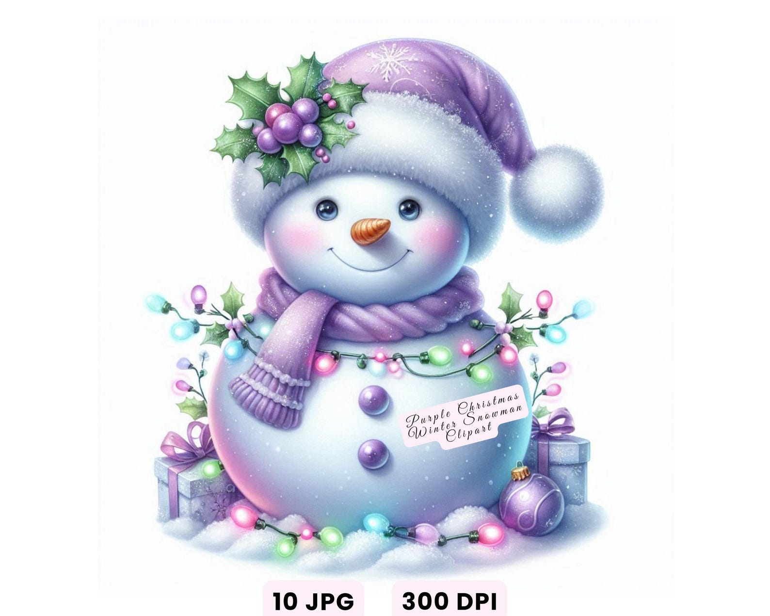 Snowman Clipart, Snowman Christmas Clipart, Purple Winter Animal ...