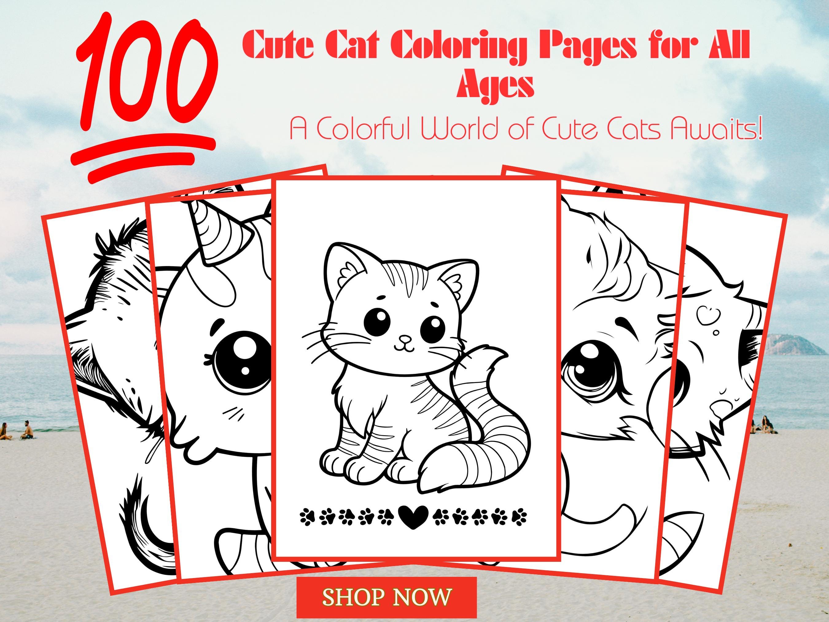 Cute Cat Coloring Pages for All Ages, Feline Coloring Pages for Kids ...