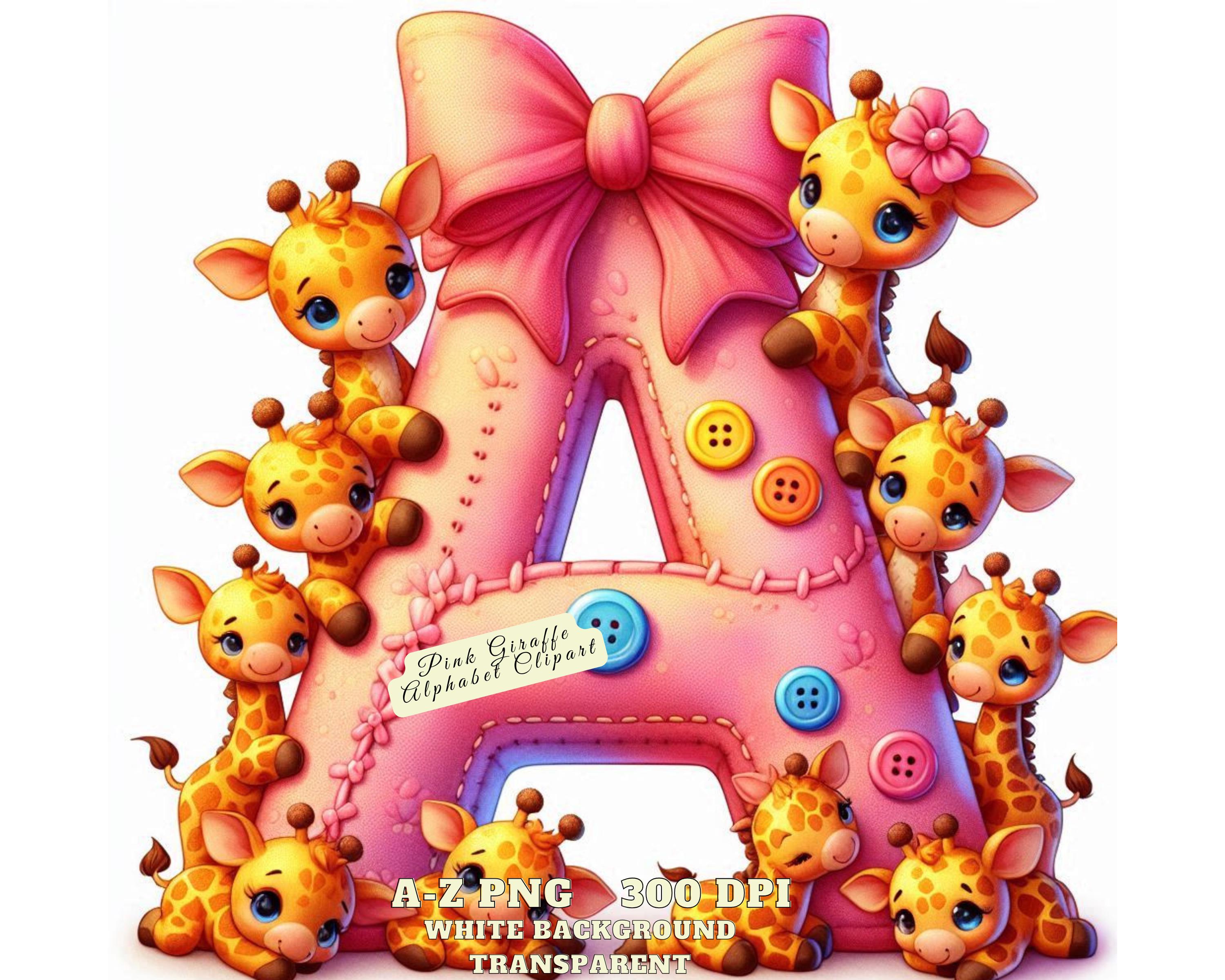 Alphabet Clipart, Kiddie Animal Alphabet Clip Art, Pink Giraffe ...