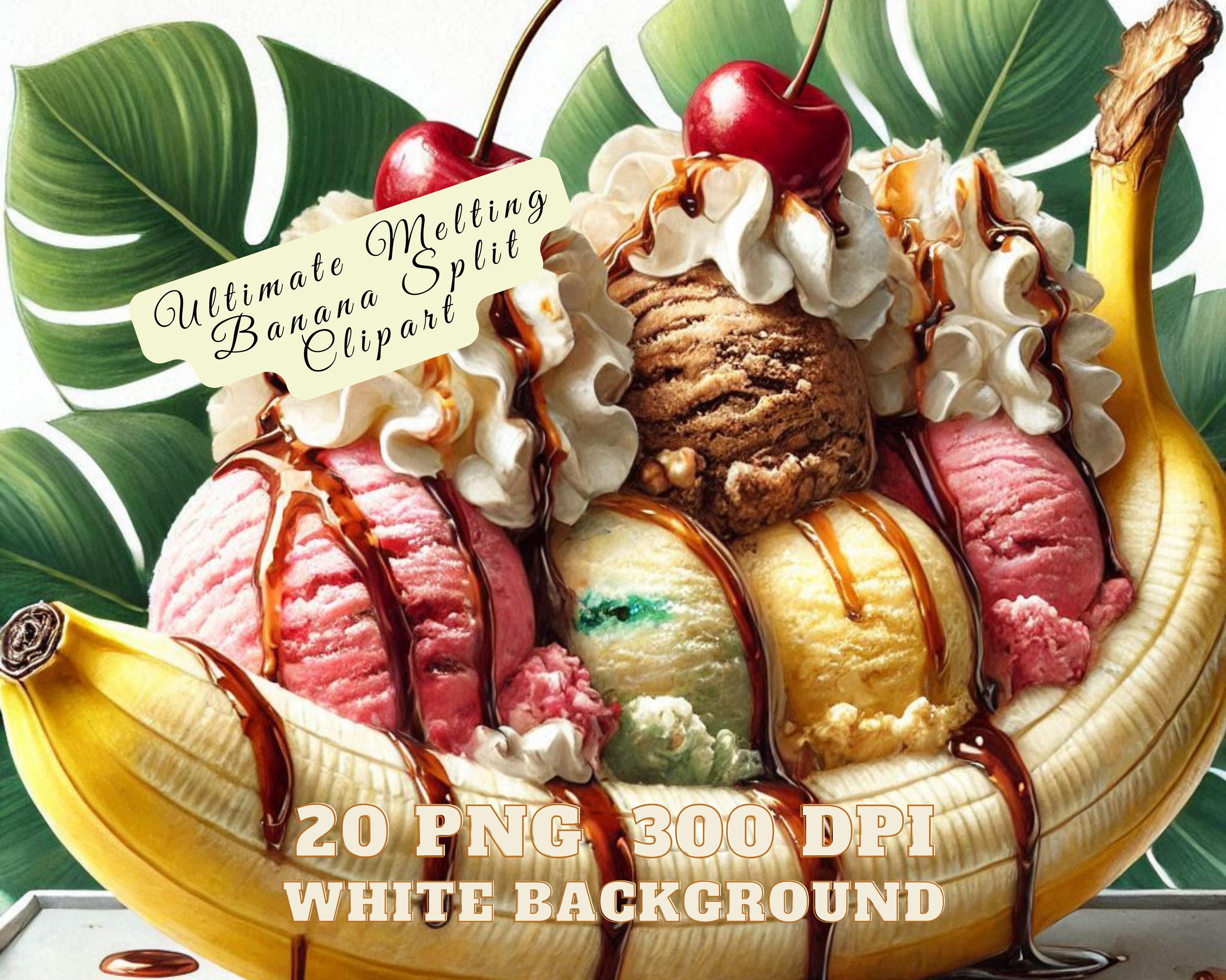 Banana Split Clipart, 20 Bundle Ultimate Melting Banana Split Clipart ...