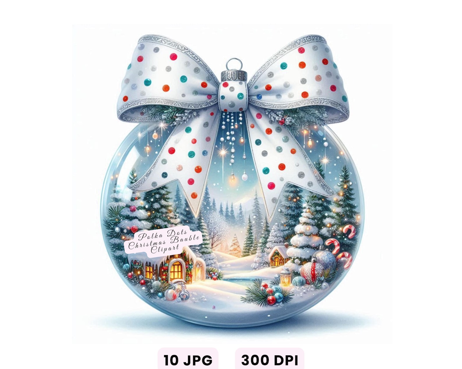 Christmas Ball Clipart, Xmas Ornaments Clipart, Polka Dots Christmas ...