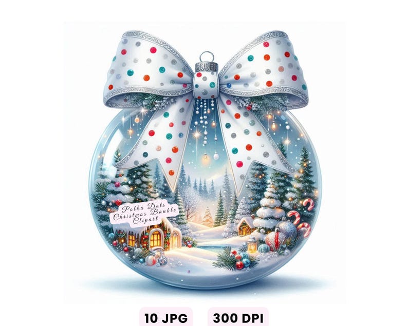 Christmas Ball Clipart, Xmas Ornaments Clipart, Polka Dots Christmas ...