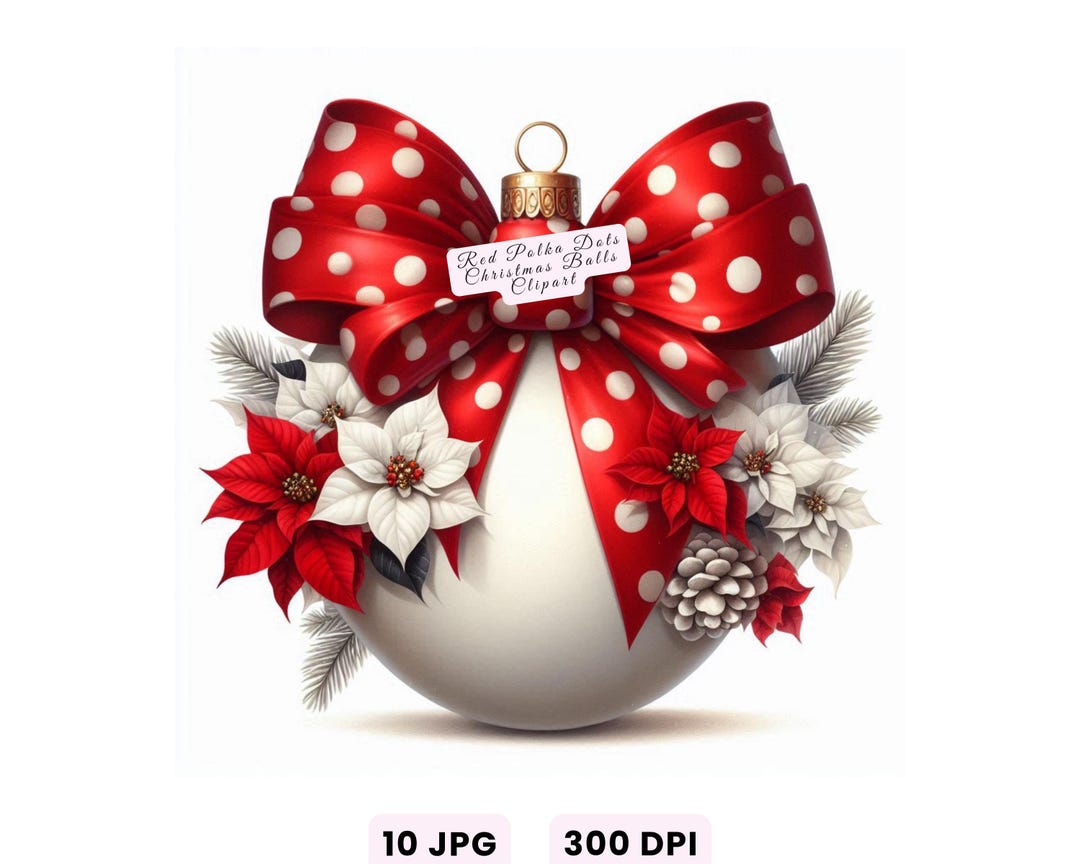 Christmas Ornaments Clipart, Red Christmas Bauble Clipart, Elegant ...
