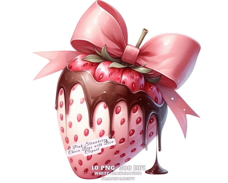 Watercolor Chocolate Covered Pink Strawberries Clipart, Romantic ...