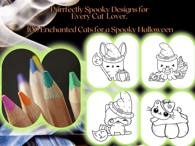 Halloween Spooky Cat Coloring Pages, Halloween Color Pages Cats, Cats ...