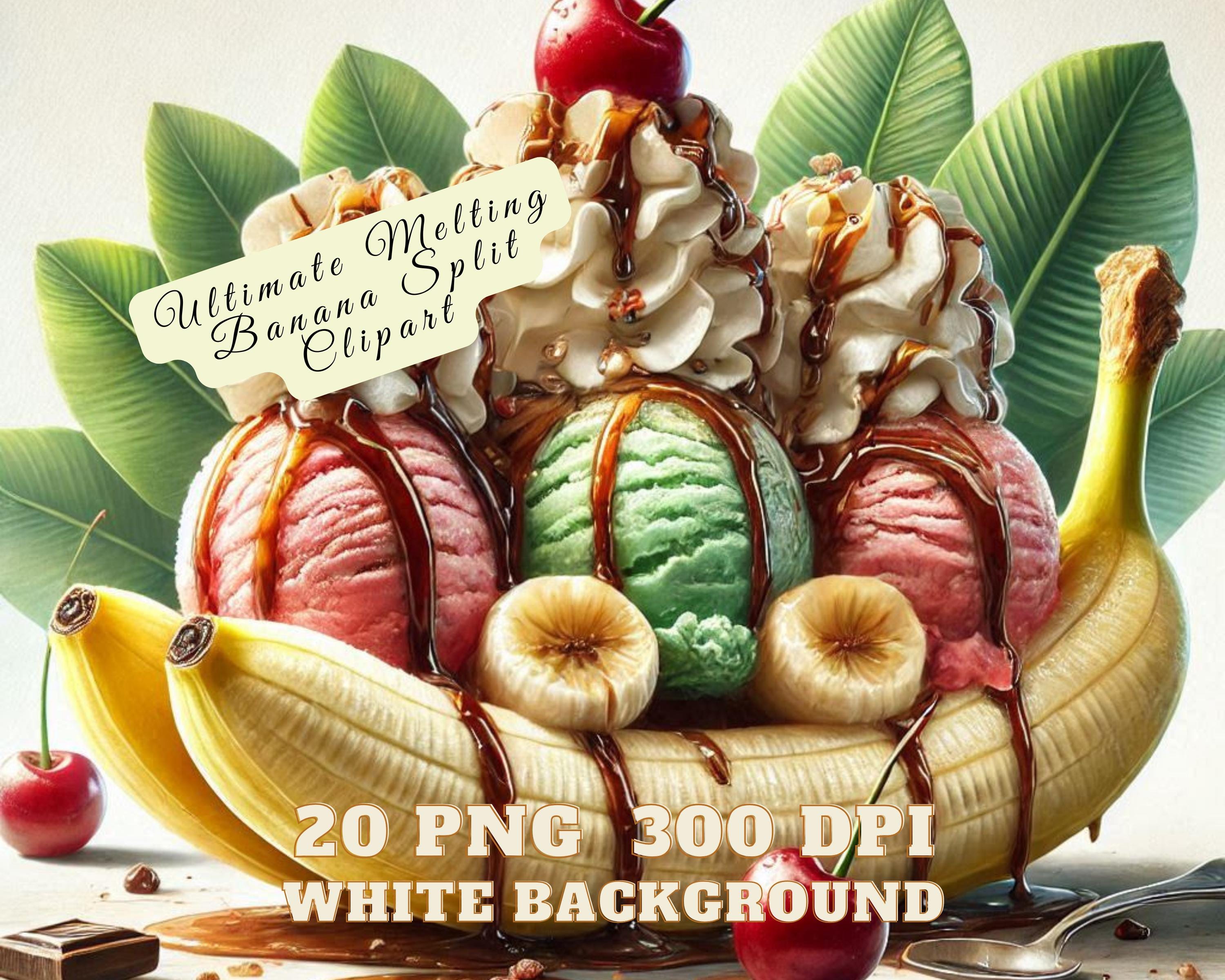 Banana Split Clipart, 20 Bundle Ultimate Melting Banana Split Clipart ...