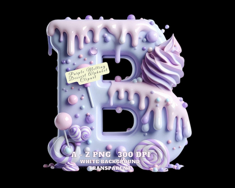 Alphabet Clipart, Purple Melting Dessert Alphabet Clipart, Melting ...