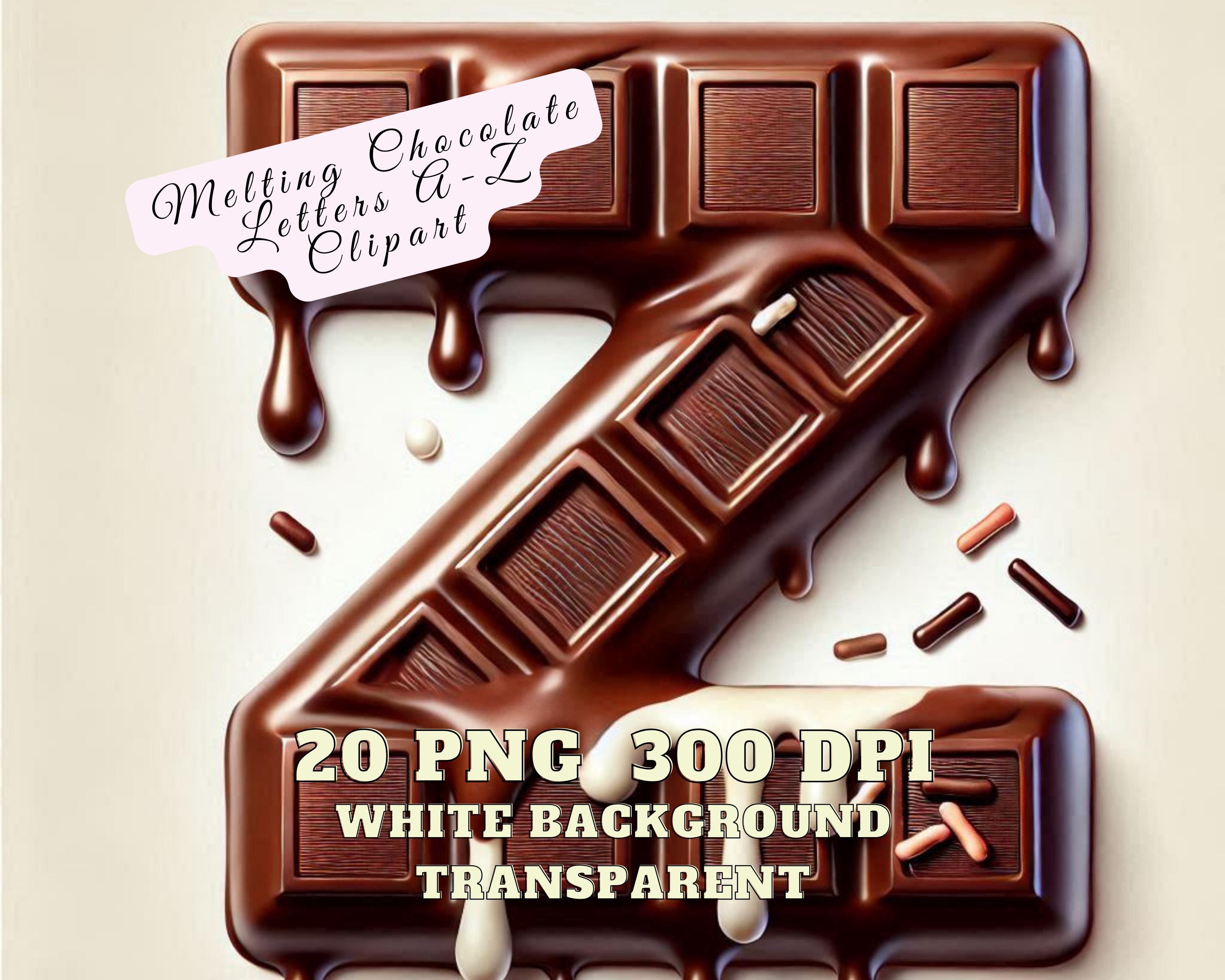 Chocolate Alphabet Clipart, Melting Chocolate Letters A-Z Clipart, 3D ...