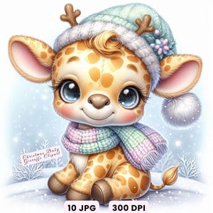 Christmas Holiday Animal Clipart, Cute Christmas Baby Giraffe Clipart ...
