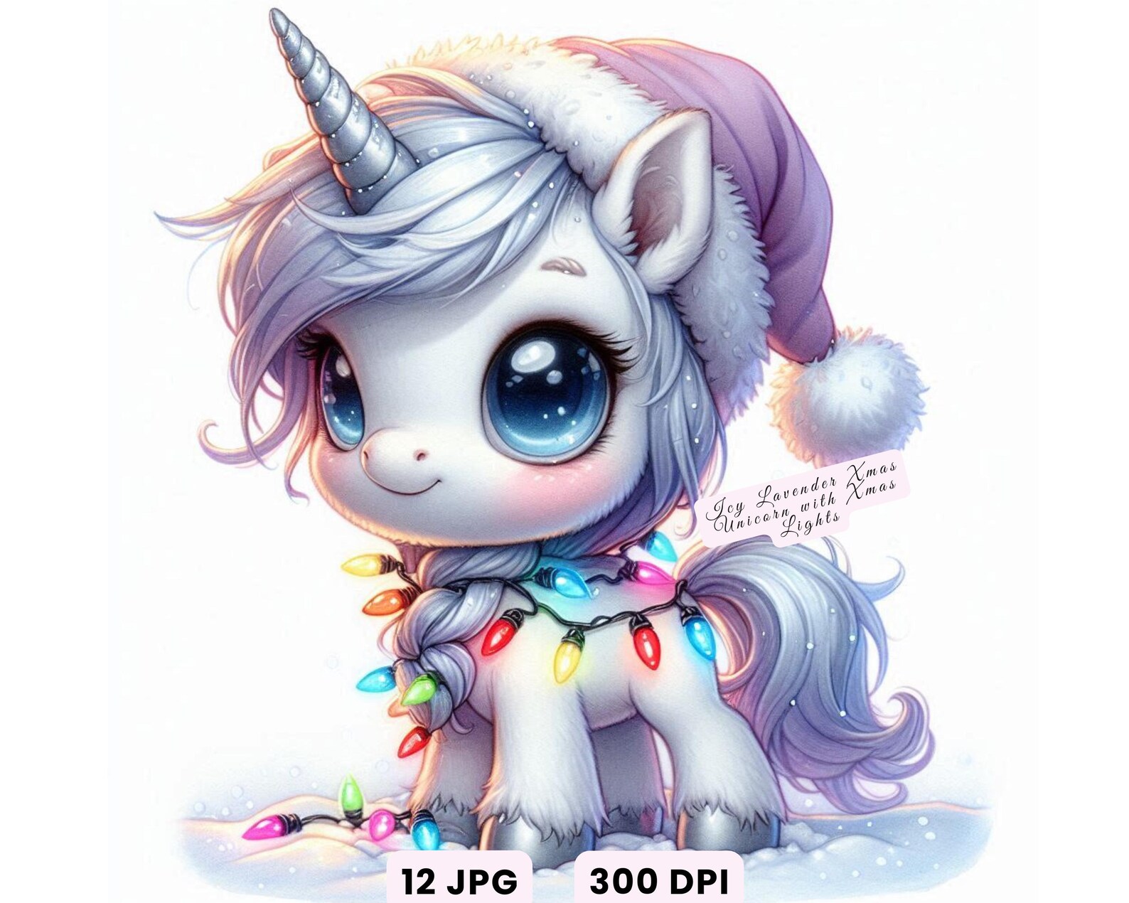Cute Unicorn Christmas Clipart, Lavender Winter Unicorn Clipart ...