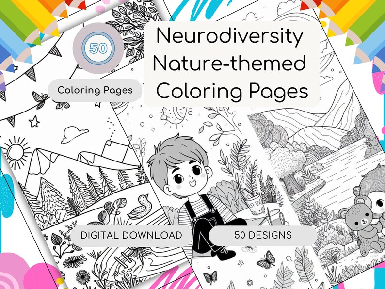 50 Nature-themed Coloring Pages for Neurodiverse Kids, Neurodiversity ...