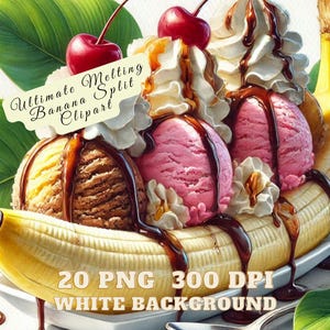Banana Split Clipart, 20 Bundle Ultimate Melting Banana Split Clipart ...