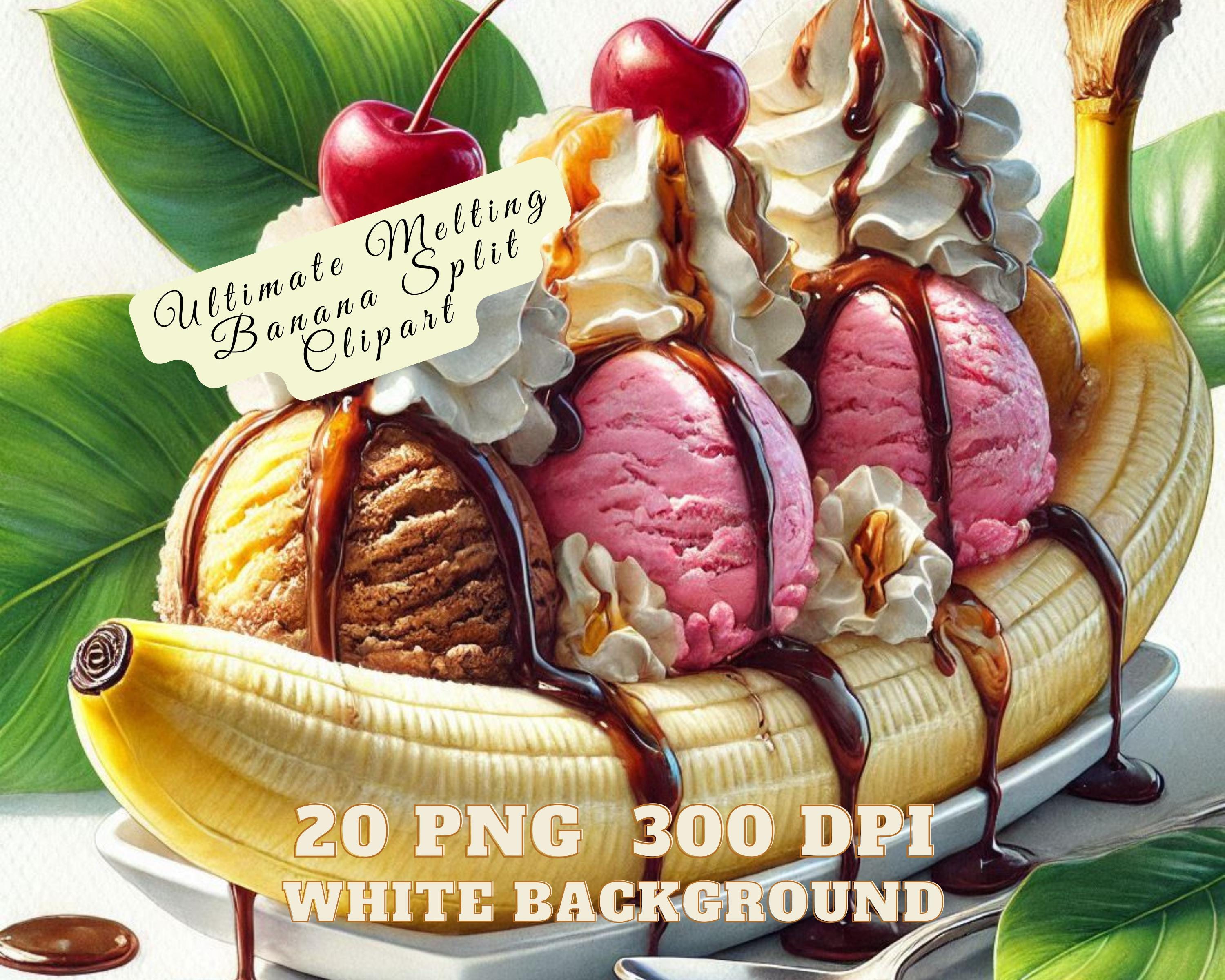 Banana Split Clipart, 20 Bundle Ultimate Melting Banana Split Clipart ...