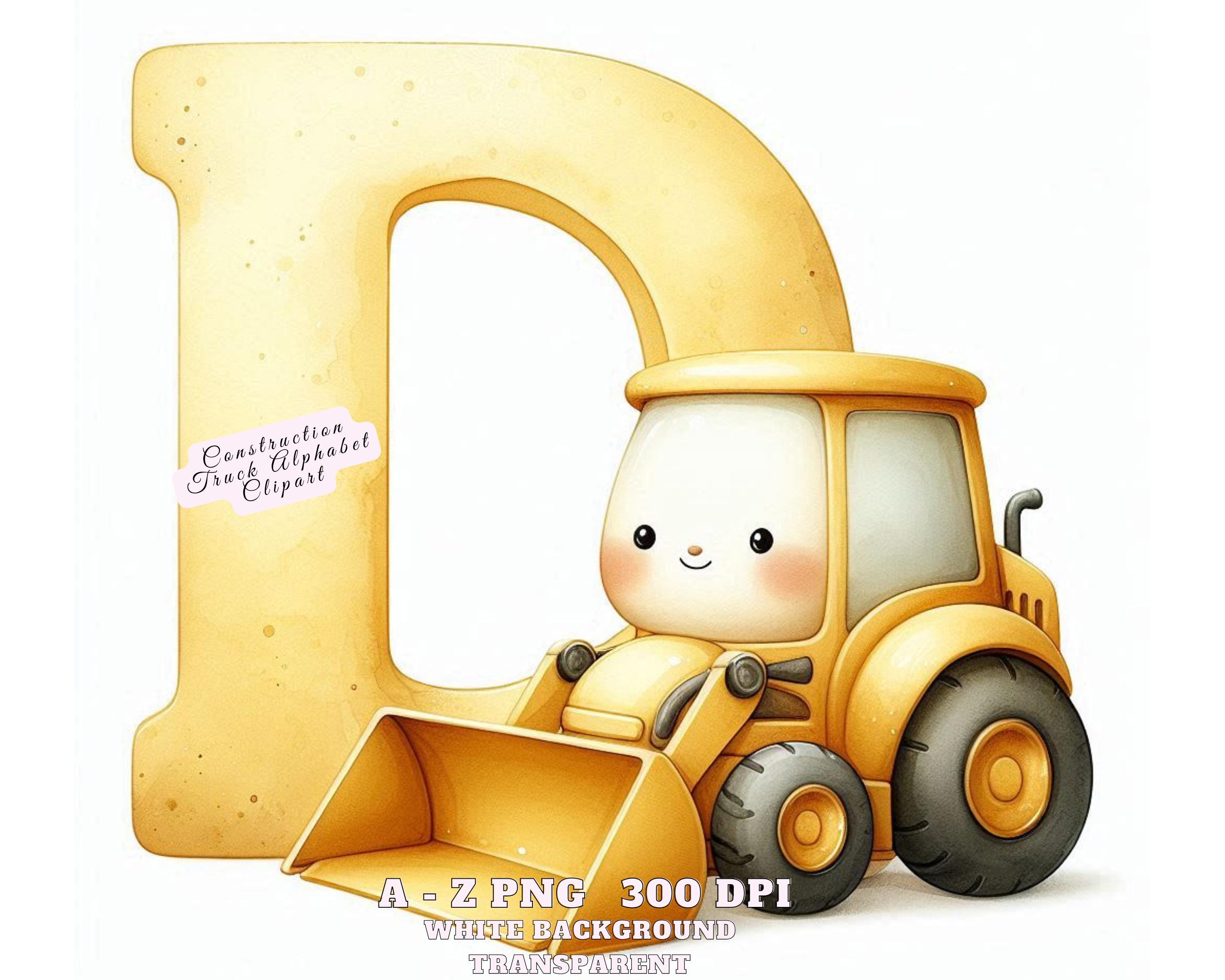 Construction Truck Alphabet Clipart, Fun Construction Themed Letter ...