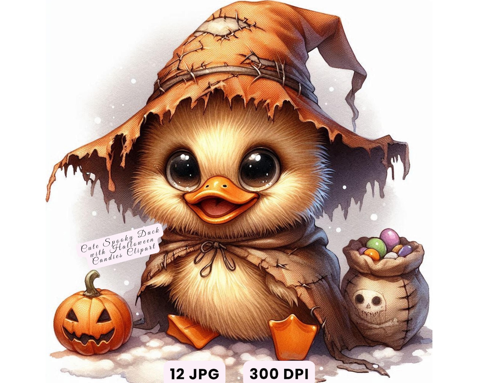 Spooky Halloween Duck Clipart, Halloween Duck Clipart, Adorable Spooky ...
