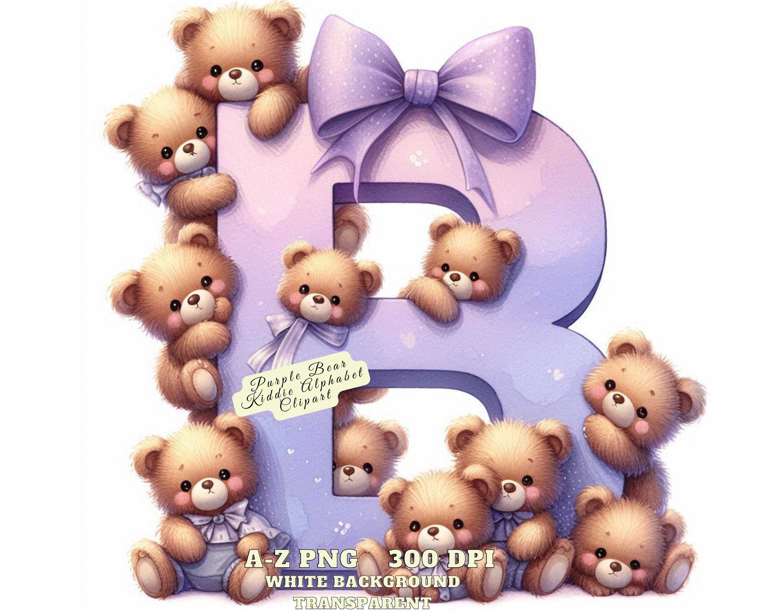 Alphabet Clipart, Kiddie Letters PNG, Purple Bear Kiddie Alphabet ...