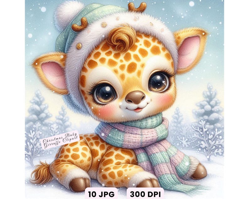 Christmas Holiday Animal Clipart, Cute Christmas Baby Giraffe Clipart ...