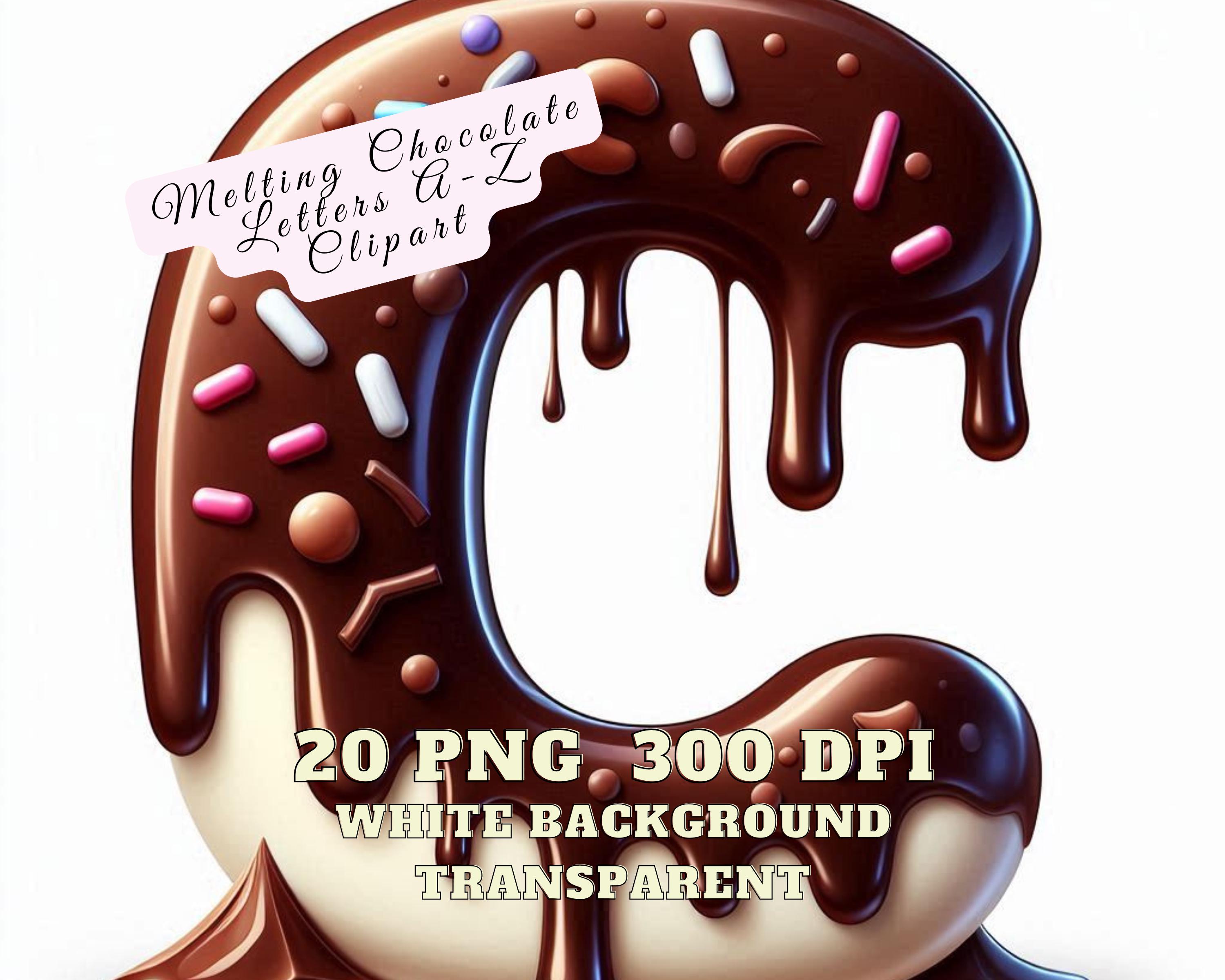 Chocolate Alphabet Clipart, Melting Chocolate Letters A-Z Clipart, 3D ...