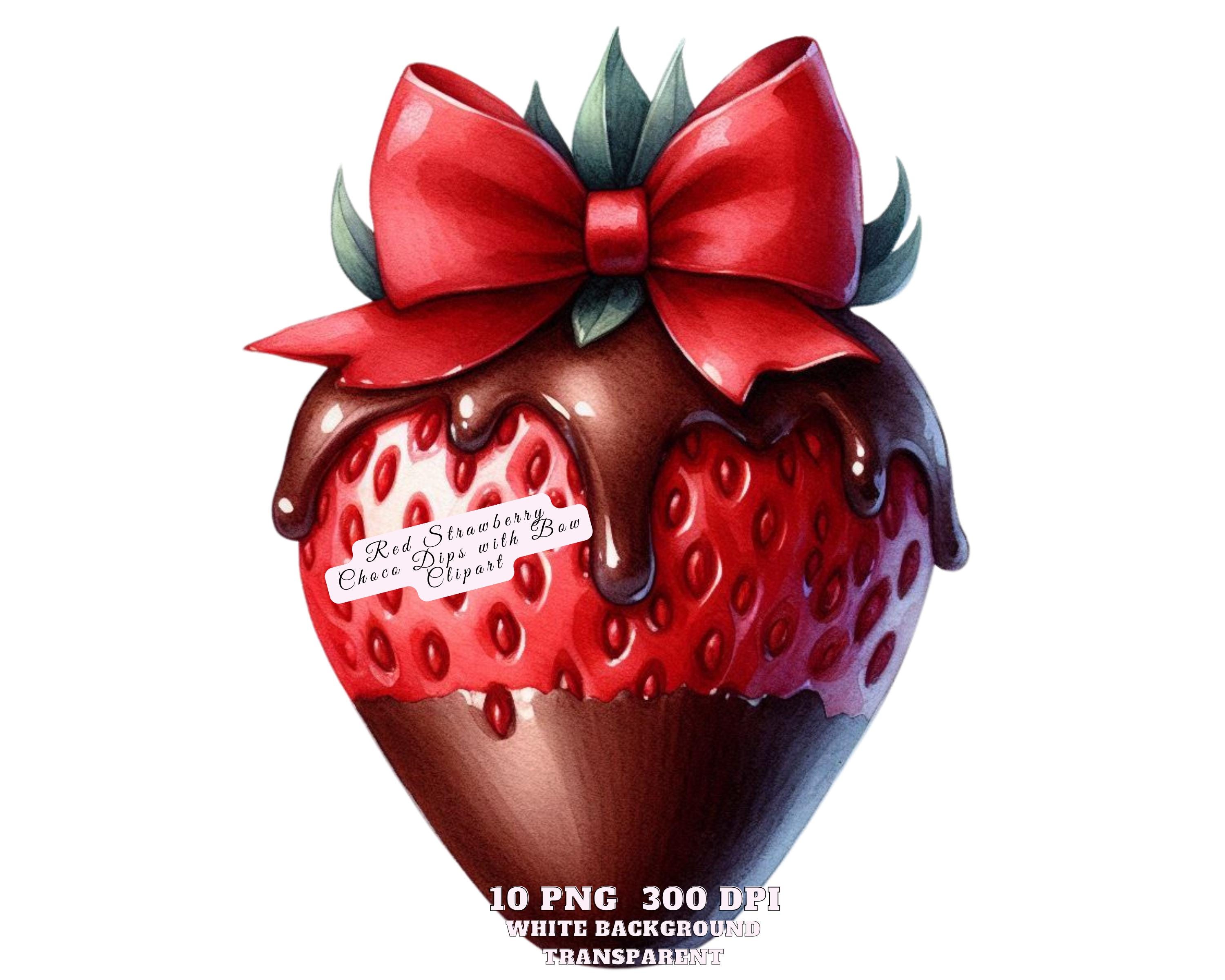 Chocolate Covered Strawberry Clipart: Watercolor Dessert Pngs (digital ...