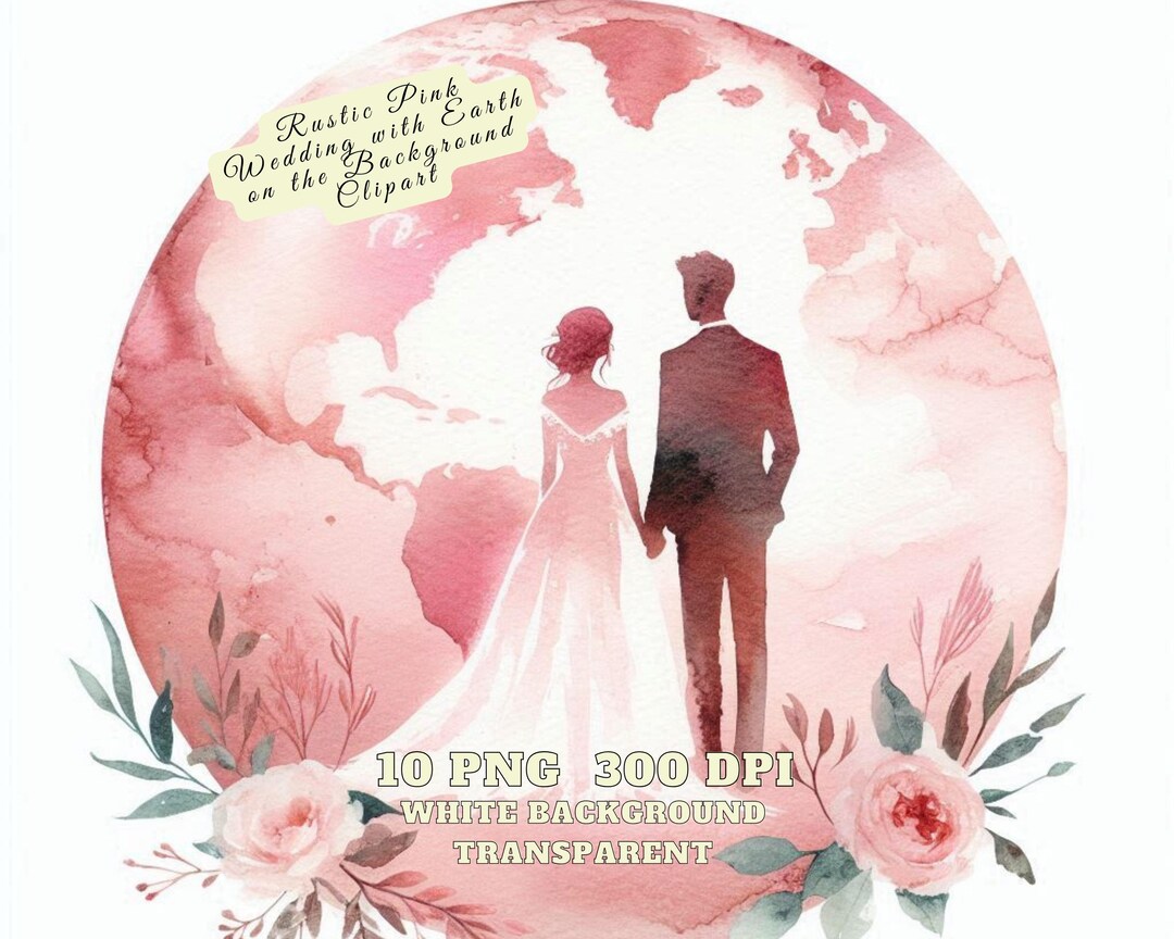 Rustic Pink Wedding Clipart, Rustic Pink Wedding With Earth on the ...