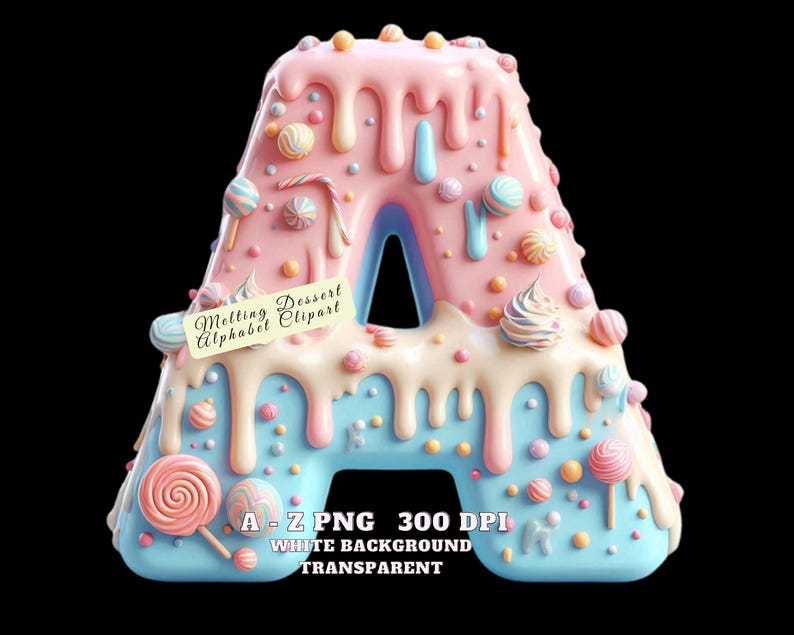 Alphabet Letters Clipart, Watercolor Sweet Melting Desserts Alphabet ...