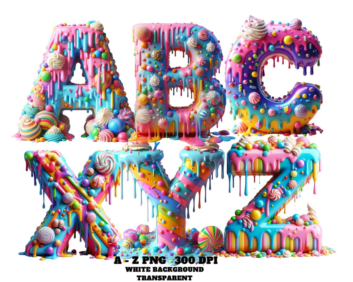 Alphabet Letters Clipart, Watercolor Sweet Melting Desserts Alphabet ...