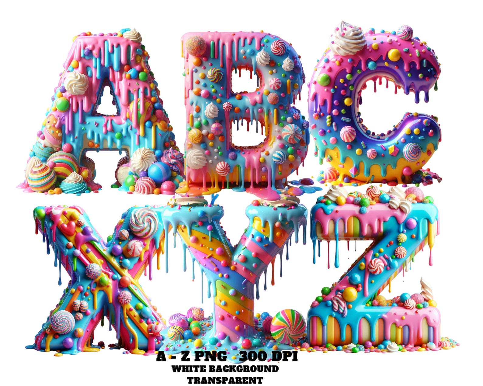 Alphabet Letters Clipart, Watercolor Sweet Melting Desserts Alphabet ...
