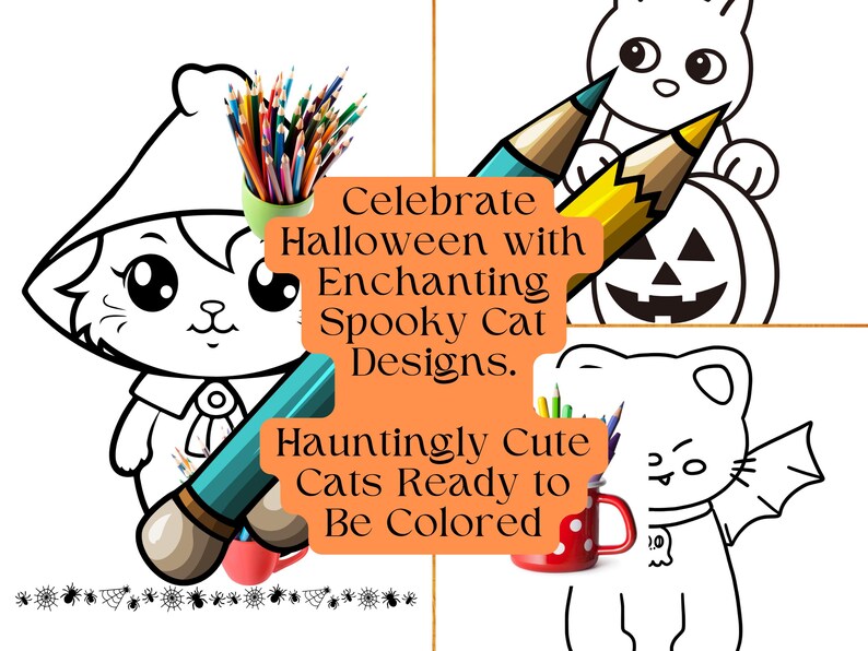 Halloween Spooky Cat Coloring Pages, Halloween Color Pages Cats, Cats ...