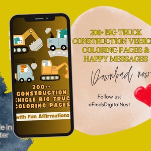 Construction Vehicle Big Truck Coloring Pages With Affirmations, Kids ...