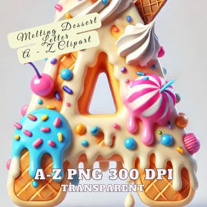 Alphabet Letters Clipart, Watercolor Sweet Melting Desserts Alphabet ...
