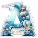 Seashell Alphabet Clipart, Blue Seashells & Starfish Alphabet Clipart ...