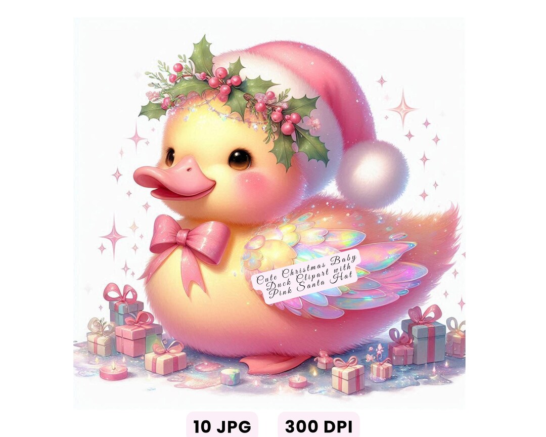 Christmas Duck Clipart, Cute Christmas Baby Duck Clipart, Festive ...
