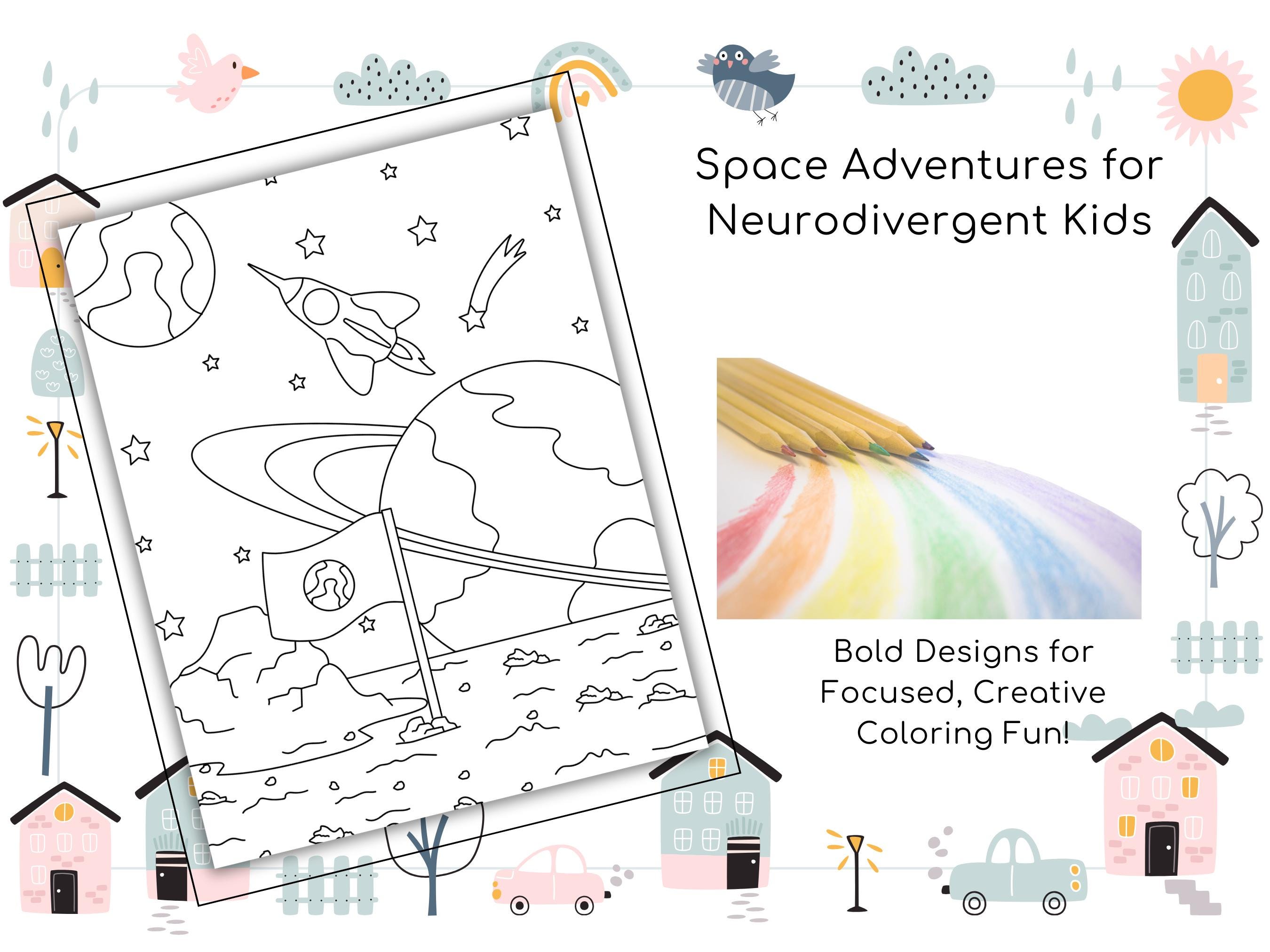 Neurodiversity Space Adventures Coloring Pages, Planets, Stars, and ...