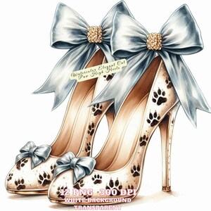 Watercolor Elegant Cat Paw High Heels Clipart, Stylish Heels With Cat ...