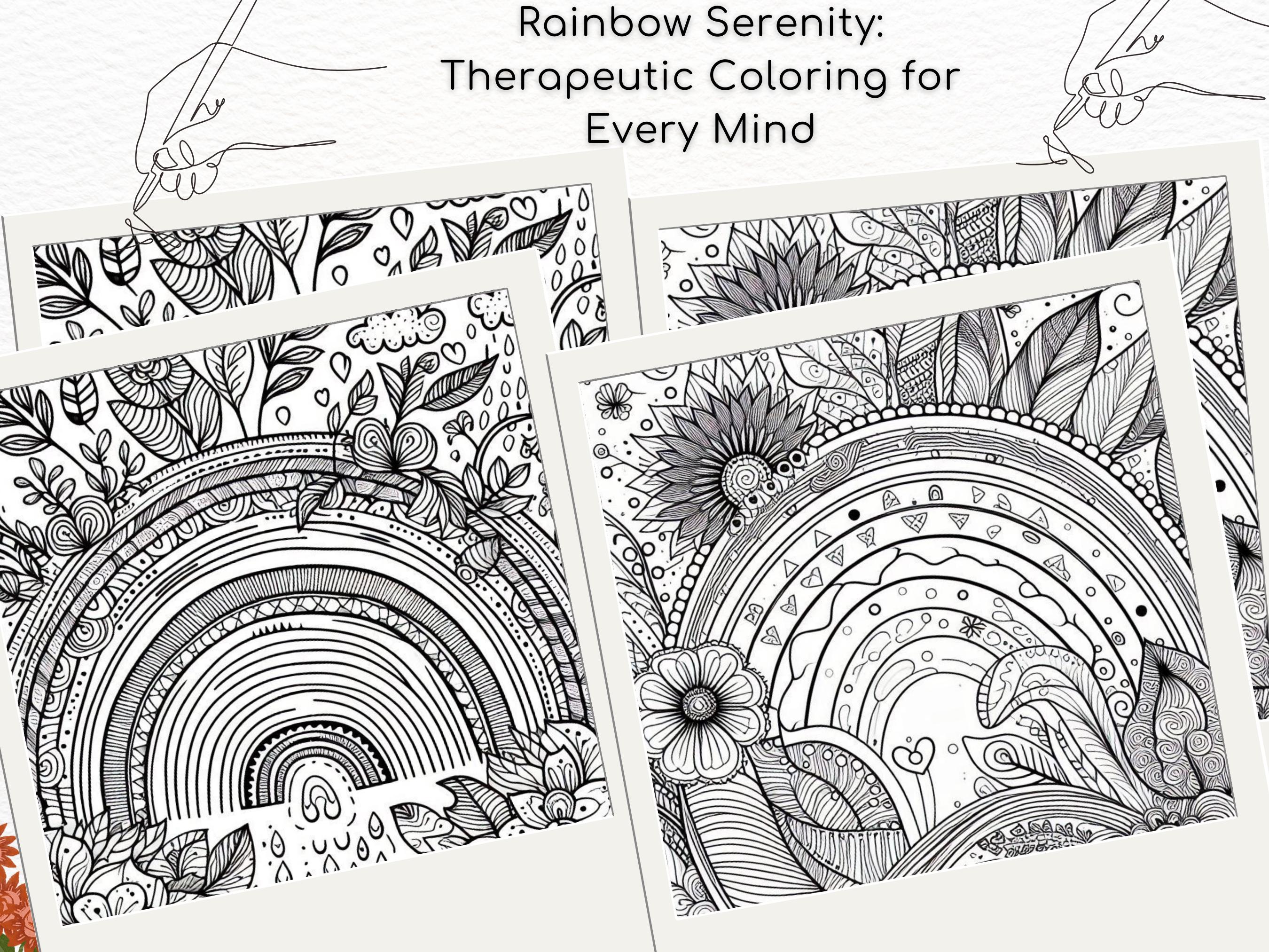 Rainbow Coloring Pages for Neurodiversity Therapeutic & Mindful Art for ...