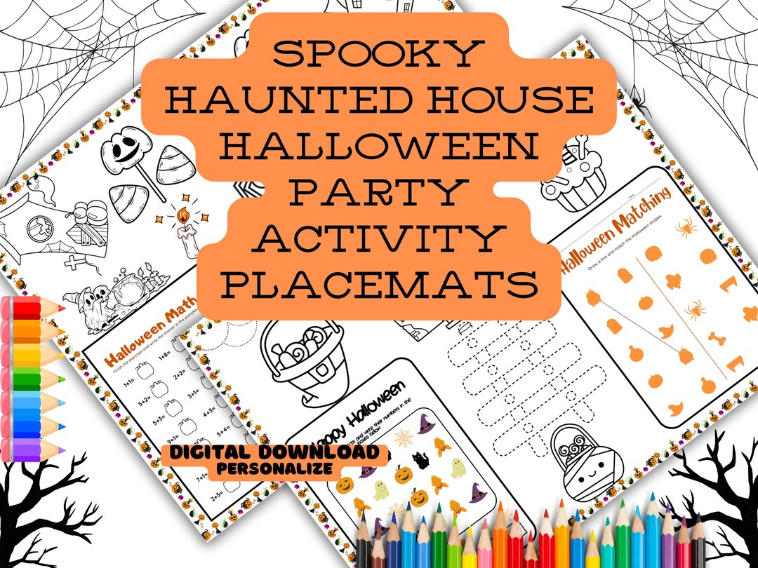 5 Halloween Coloring Placemats Printable Halloween Party Coloring Pages ...