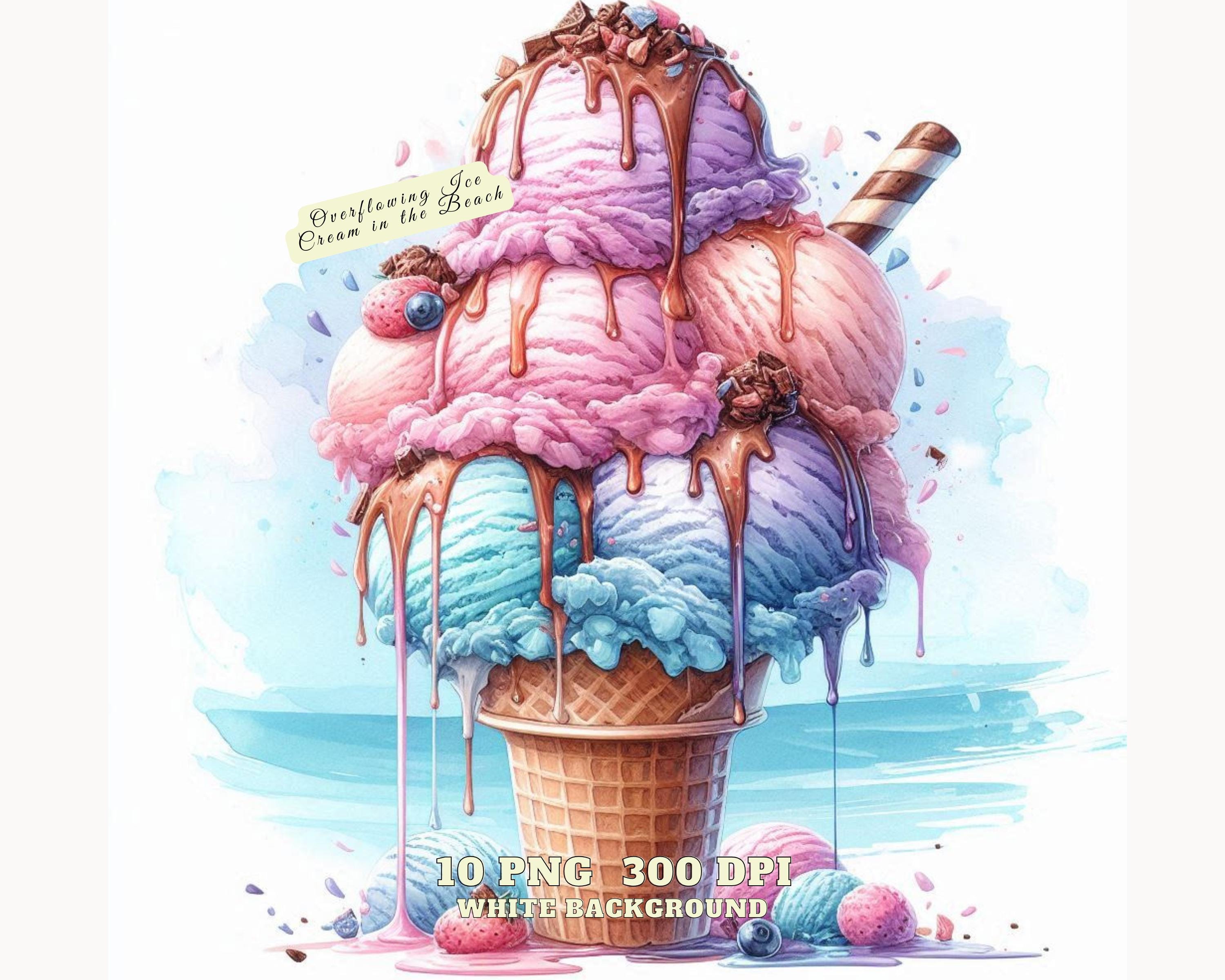 Summer Ice Cream Clipart PNG, Cute Tropical Dessert PNG, Beach Theme ...