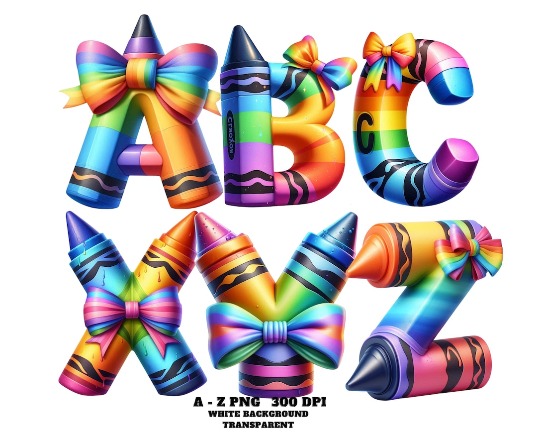 Alphabet PNG, Crayons Alphabet Clipart, Rainbow Crayon Letters A-Z PNG ...